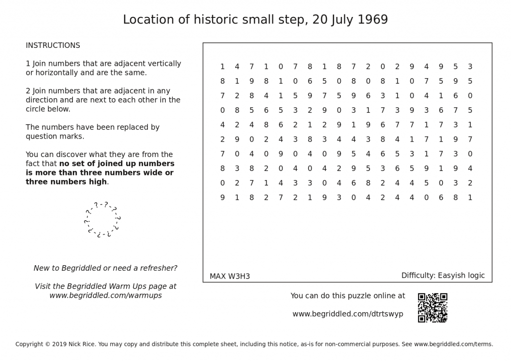 Location Of Historic Small Step 20 July 1969 Logic Puzzle